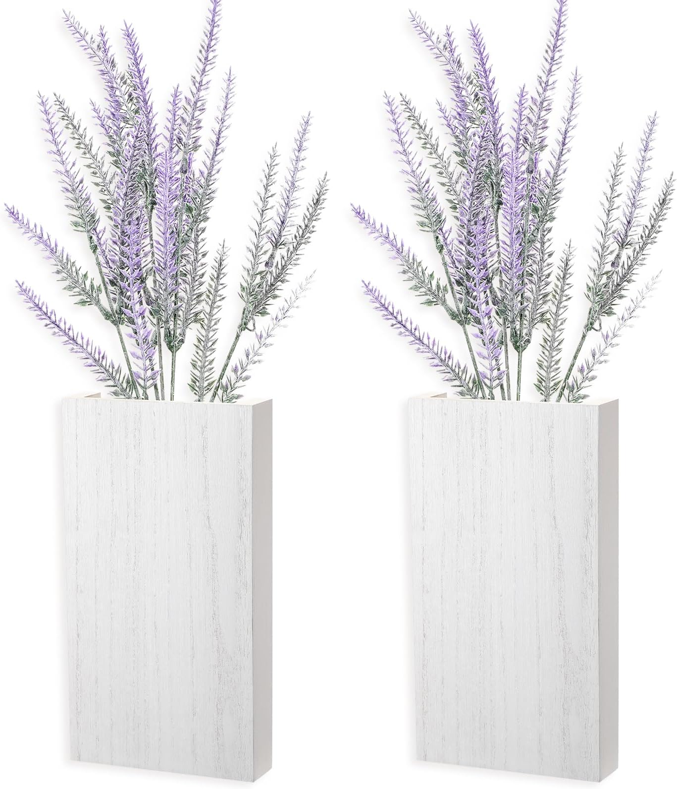 Amazon.com: Zelura 2 Pack Wood Glass Wall Vases and Plants Artificial ...
