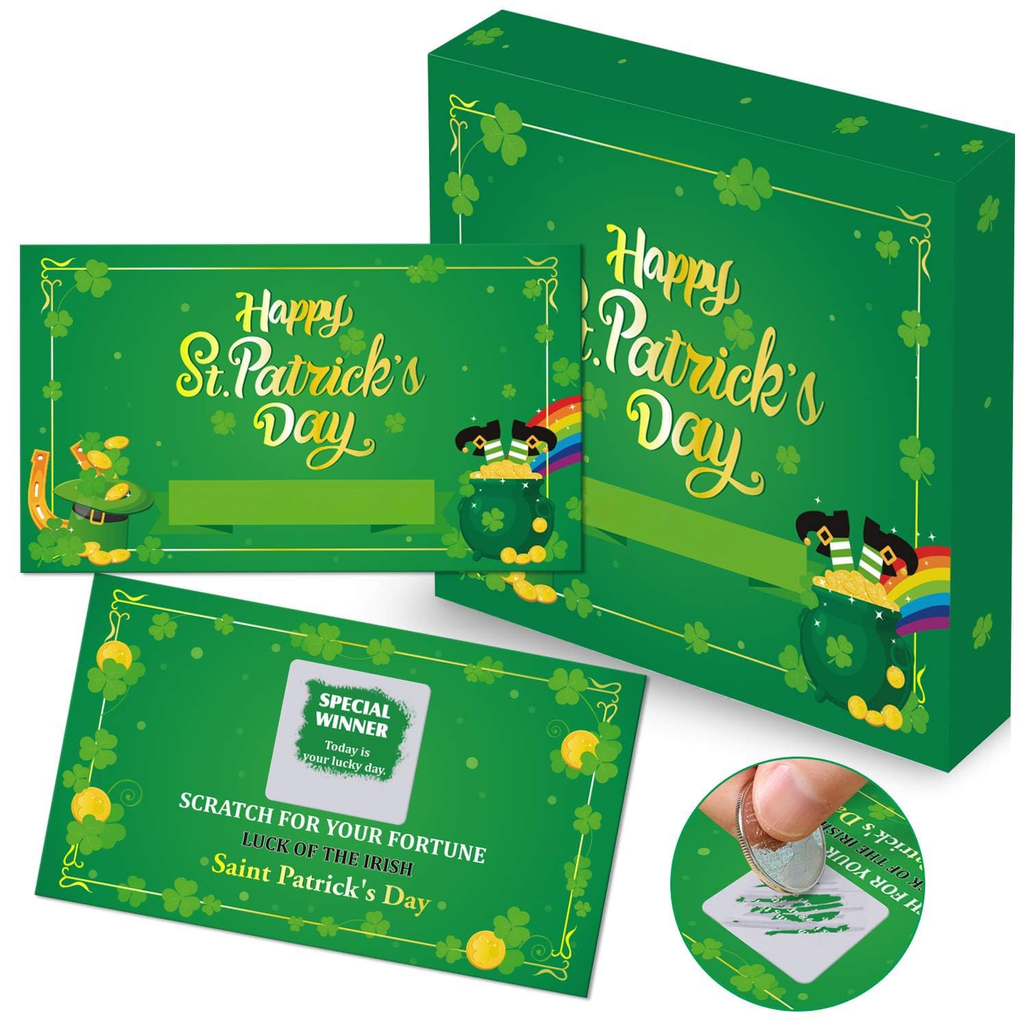 Amazon.com: Yaaaaasss! 36 Pcs St. Patrick's Day Scratch Off Game Cards ...