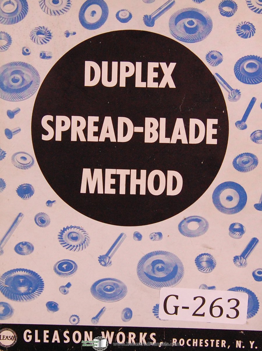 Gleason Duplex Spread-Blade Method Gear Cutting Manual Year (1941 ...