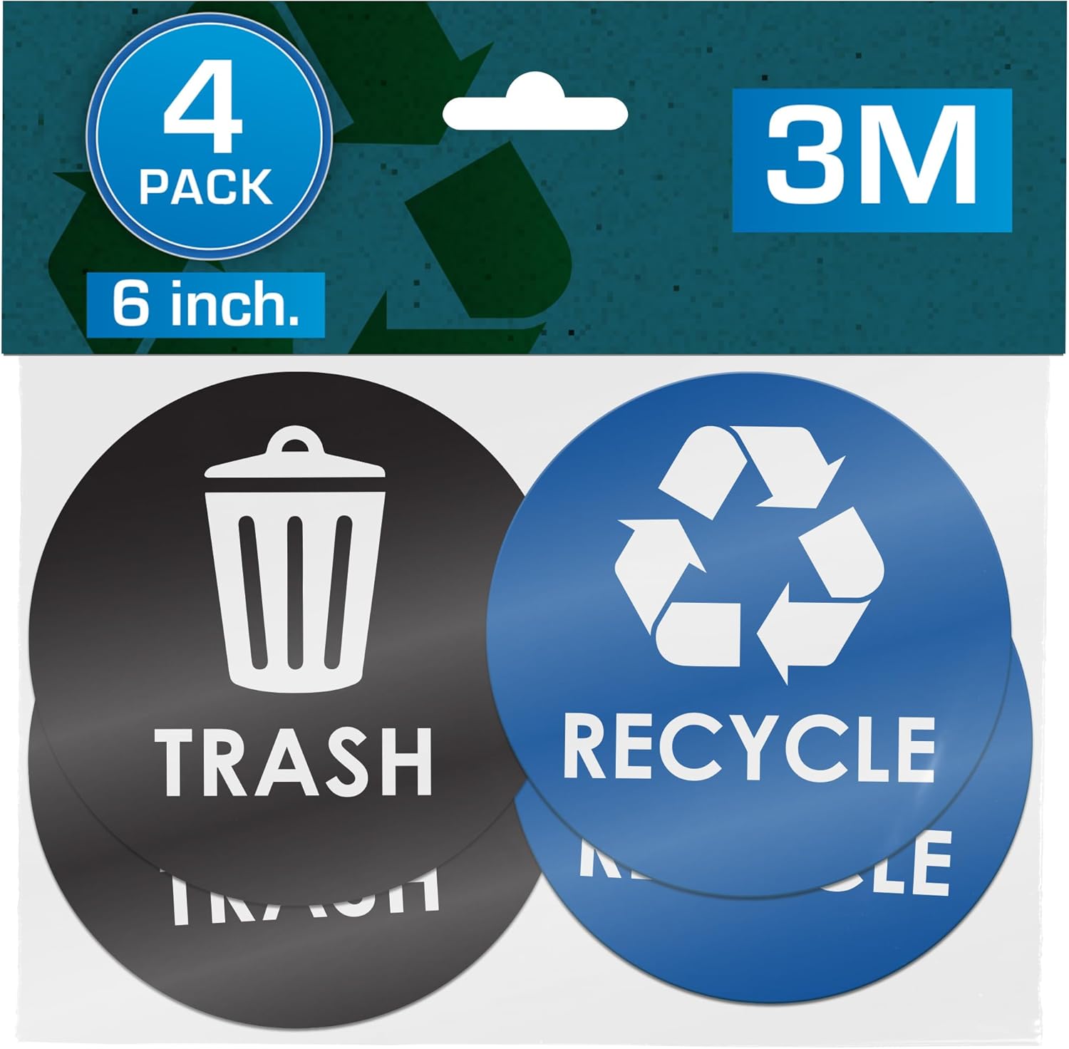 Amazon.com: Recycle Stickers for Trash Bins - 6"x6" Round Decals, 4 ...