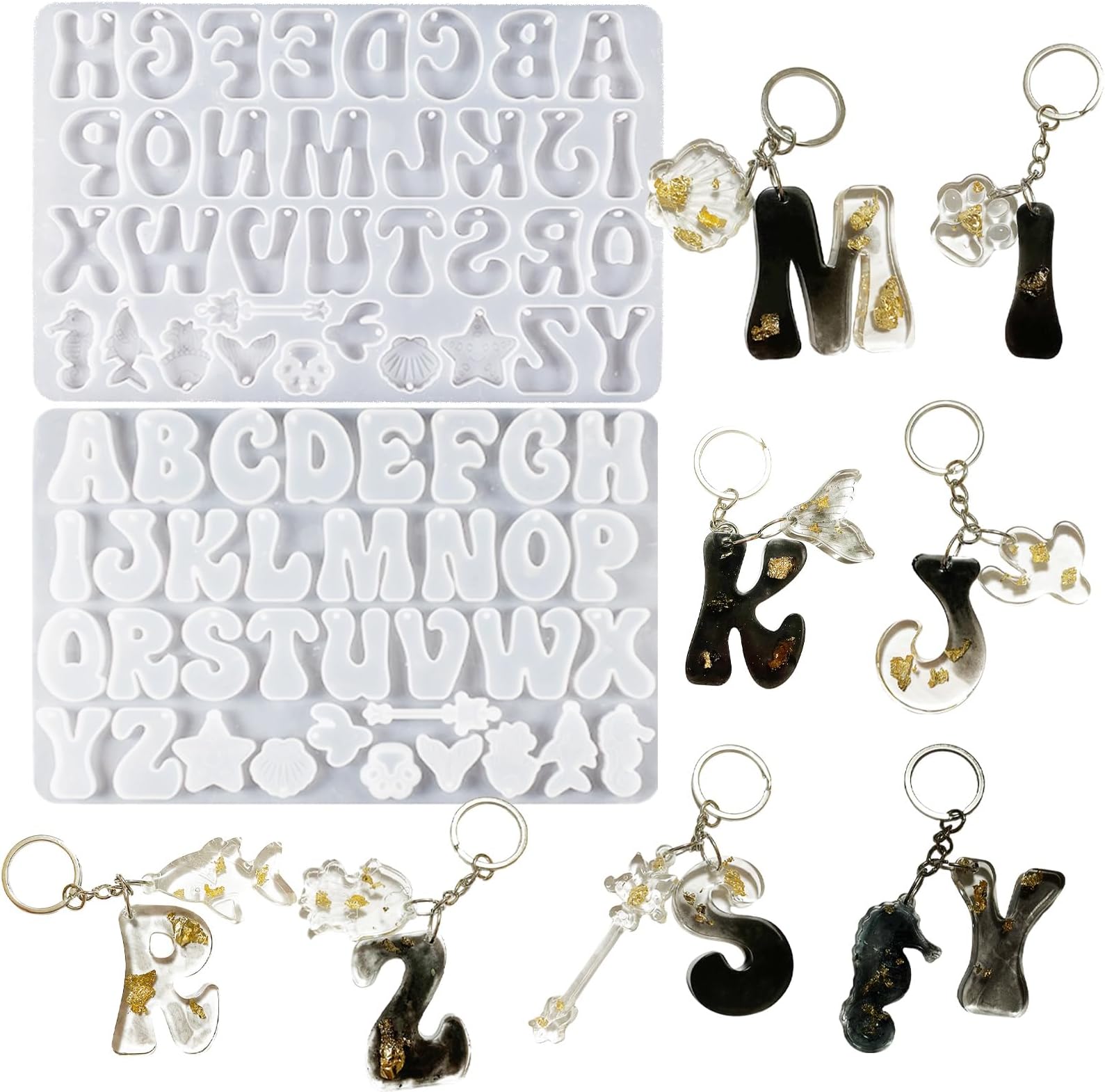 Amazon.com: RUIYUXIN USA Silicone Alphabet Resin Molds, Number Alphabet ...