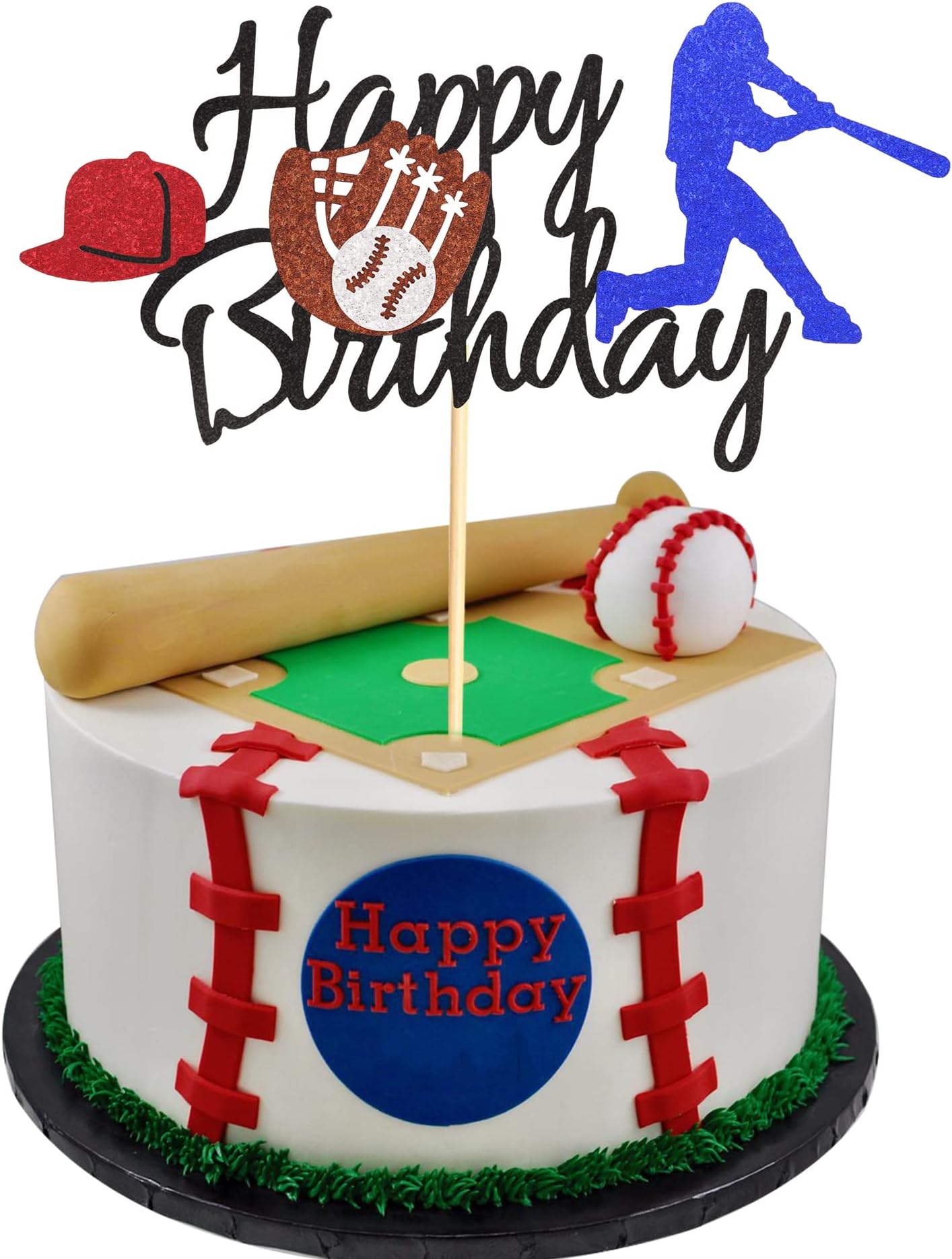 Amazon.com: Arthsdite Baseball Theme Cake Topper - Sports Happy ...
