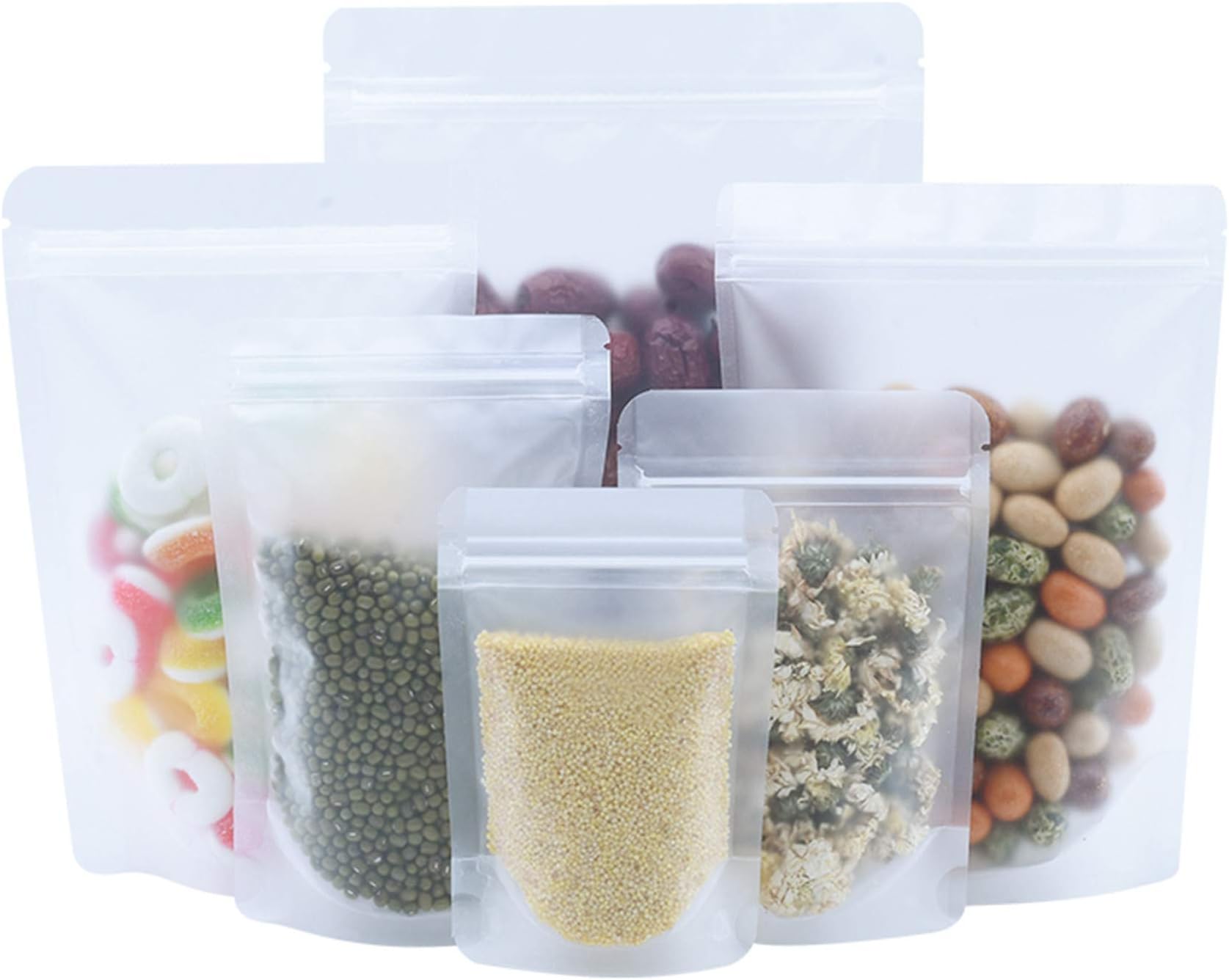 Amazon.com: Clear Zipper Stand Up Pouch Bag,100Pcs 7.0x10.2 Heat ...