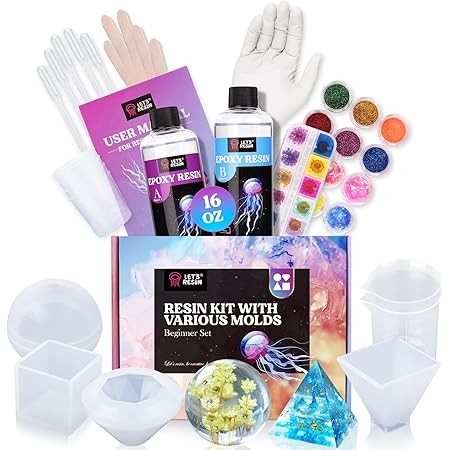 Amazon.com: LET’S Resin Resin Kits and Molds Complete Set, 16OZ Resin ...