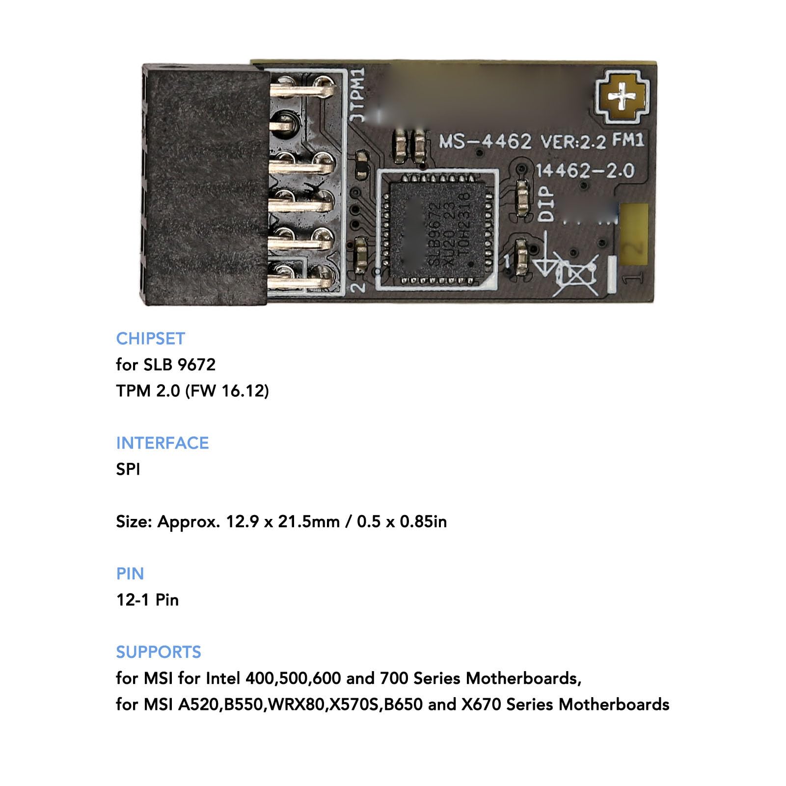 TPM Module, SLB 9672 Reserved Memory Stable Performance 12-1Pin ...