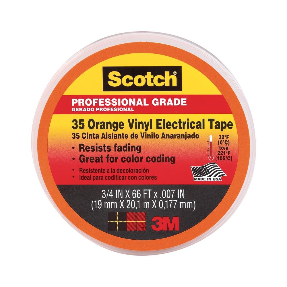 3M 35 ORANGE (3/4"X66FT) TAPE, INSULATION, PVC, ORG, 0.75INX66FT ...