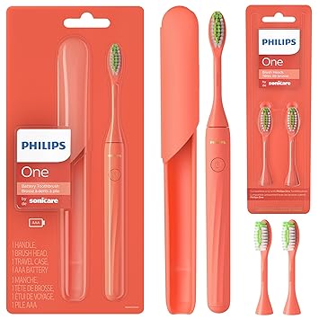 Amazon.com: Philips One by Sonicare Battery Toothbrush, Brush Head Bundle, Miami Coral, BD1001 ...
