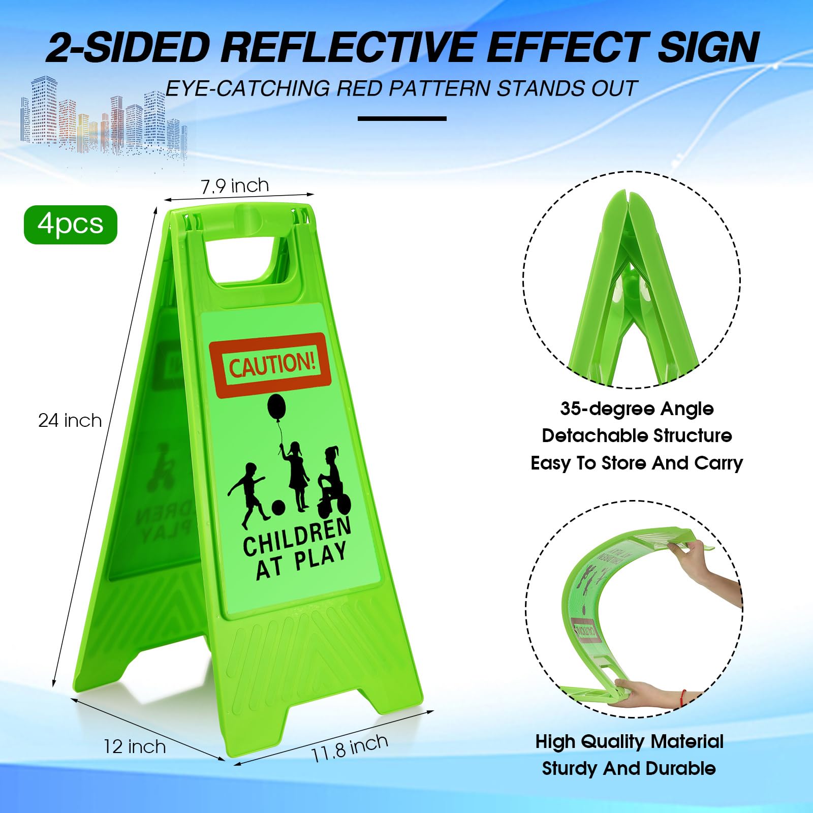 Snapklik.com : 4 Pcs Large Reflective Slow Down Kids At Play Sign 24 ...