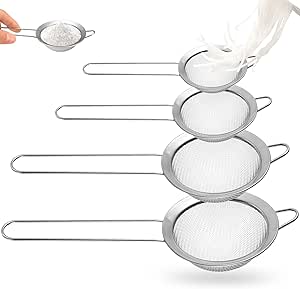 4 Pcs Fine Mesh Sieve with Handles, Stainless Steel Kitchen Sieves and ...