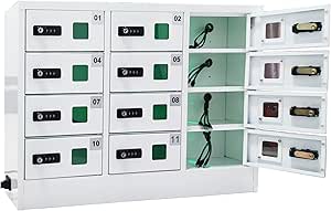12 Slots Lockable Cell Phone Charging Station Cabinet Locker Mobile ...