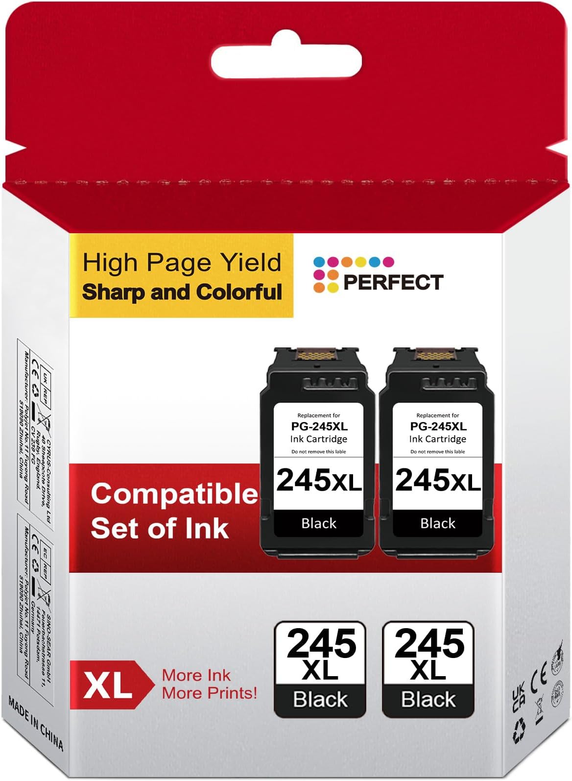 High Yield for Canon 245XL Black Ink Cartridge 245 XL Works for Pixma ...