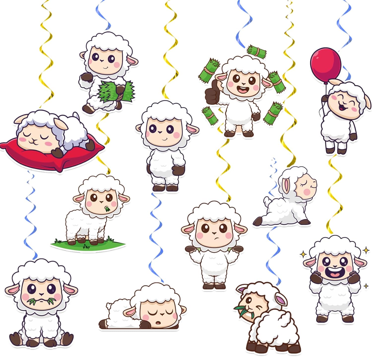 Amazon.com: 24 Pcs Sheep Hanging Decorations Sheep Hanging Swirls ...