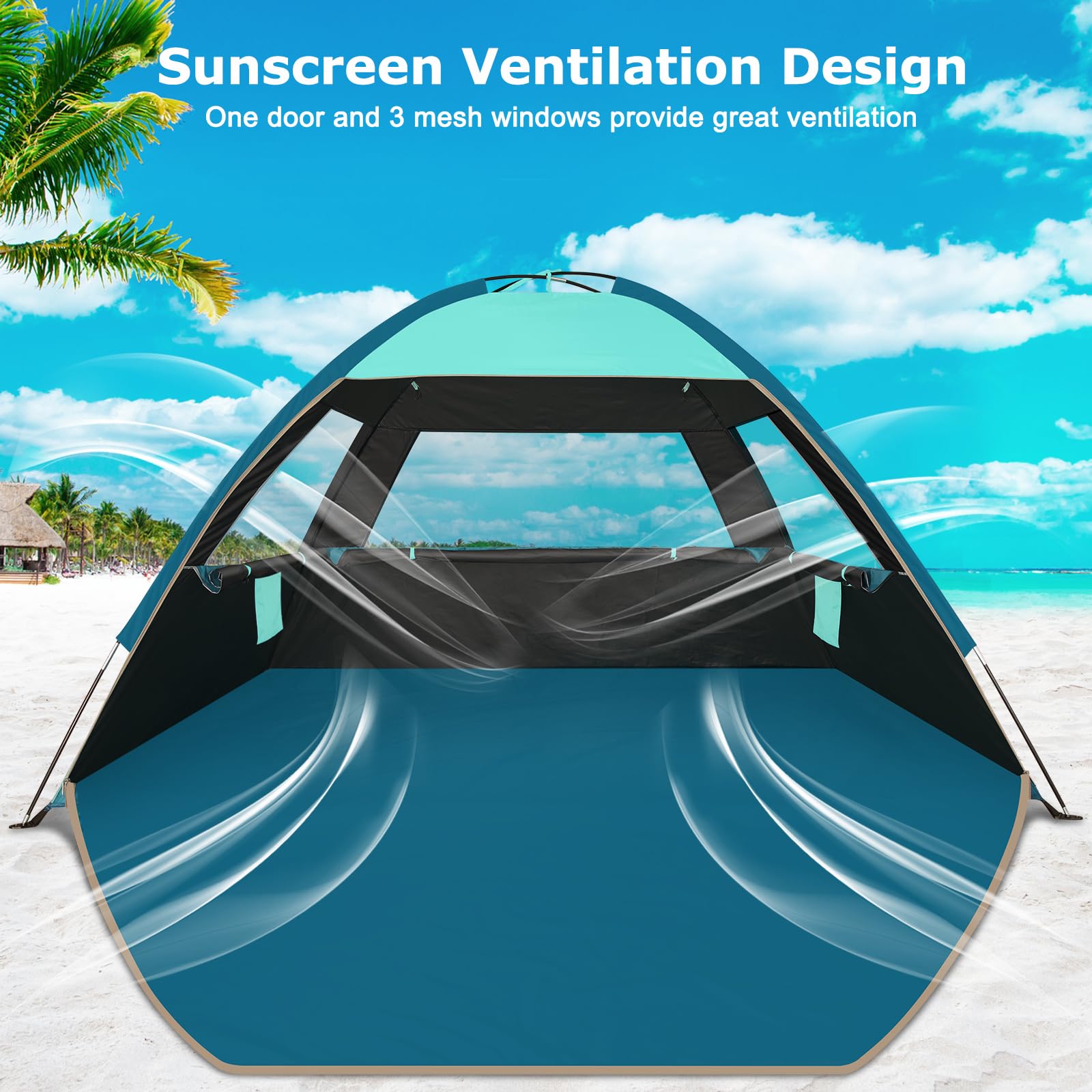 Snapklik.com : COMMOUDS Beach Tent Sun Shade For 3/4-5/6-7/8-10 Person