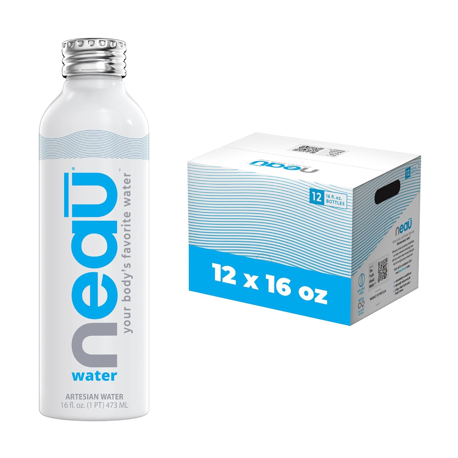 Amazon.com : neaū water, still bottled water, 16 oz 12-pack, artesian ...