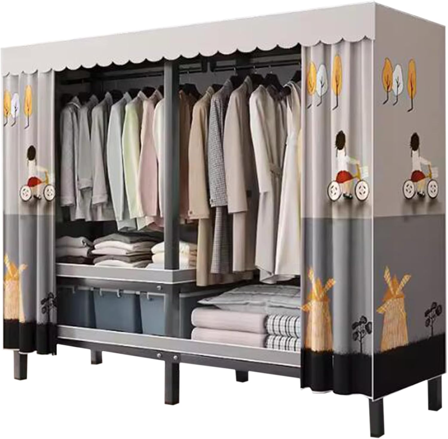 Amazon.com - Landing Wardrobe Closet Metal Folding Wardrobe Rack Quick ...