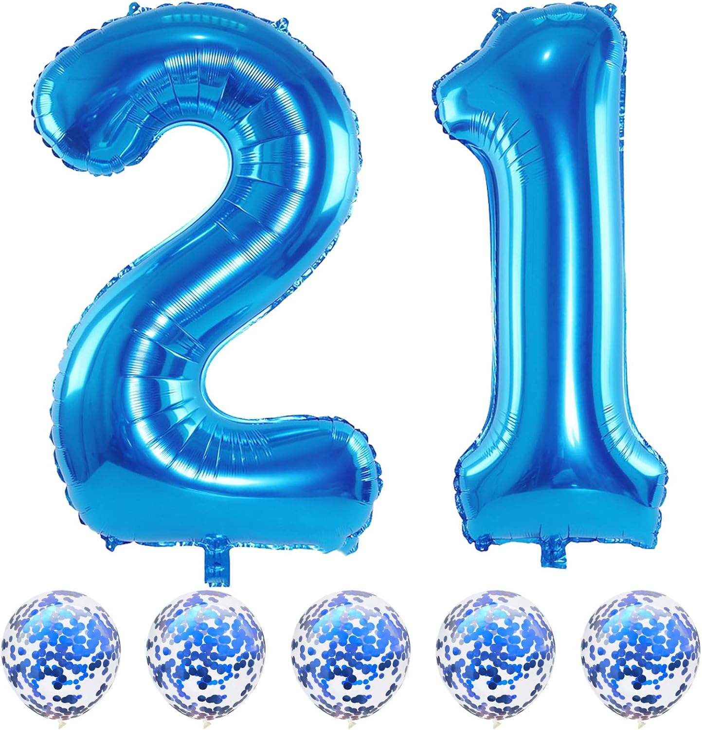Amazon.com: Blue Number 21 Balloons, 40 Inch 21st Birthday Balloons ...