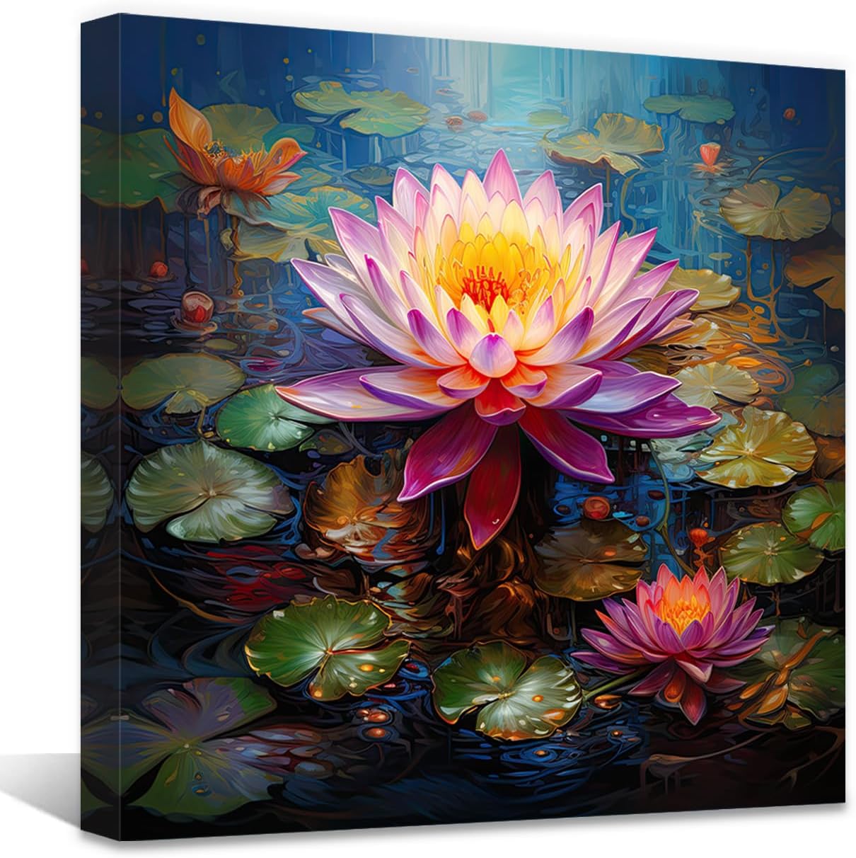 Amazon.com: QIXIANG Lotus Floral Picture Wall Decor Watercolor Lotus ...