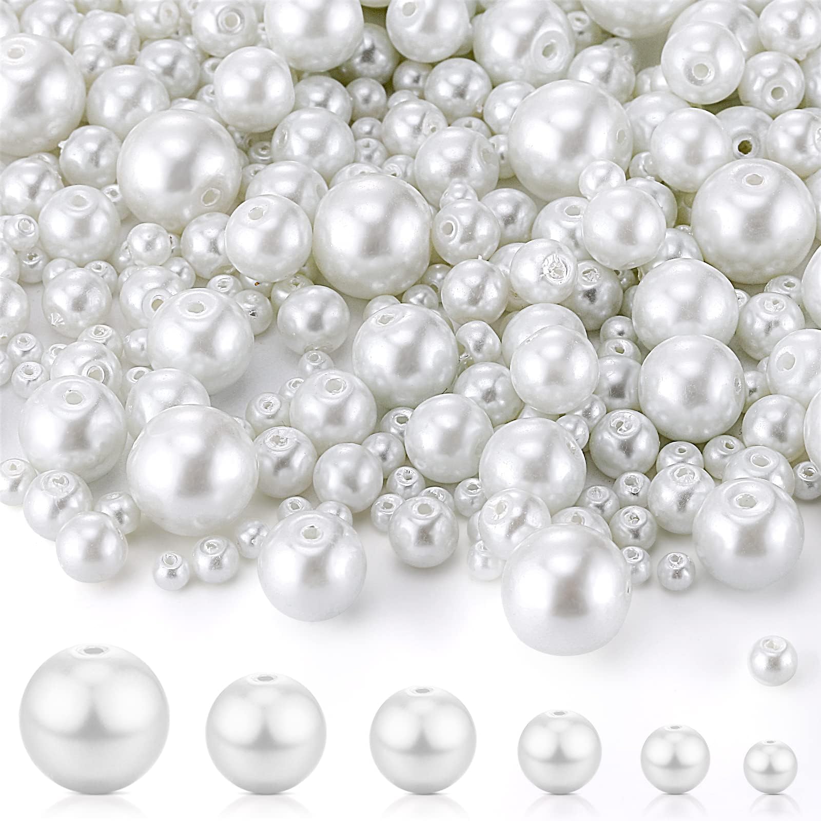 Amazon.com: ToBeIT 2270pcs Pearl Beads for Jewelry Making, 3 Size ...
