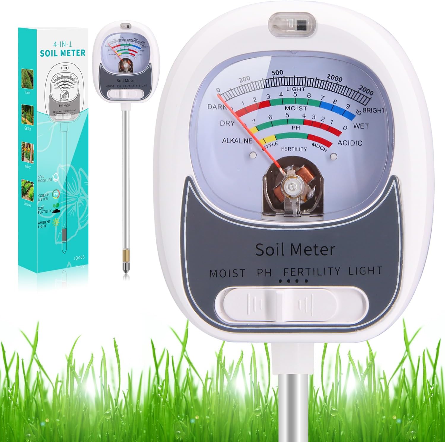 Amazon.com: 4-in-1 Soil Test Kit, Soil Moisture Meter for Fertility ...