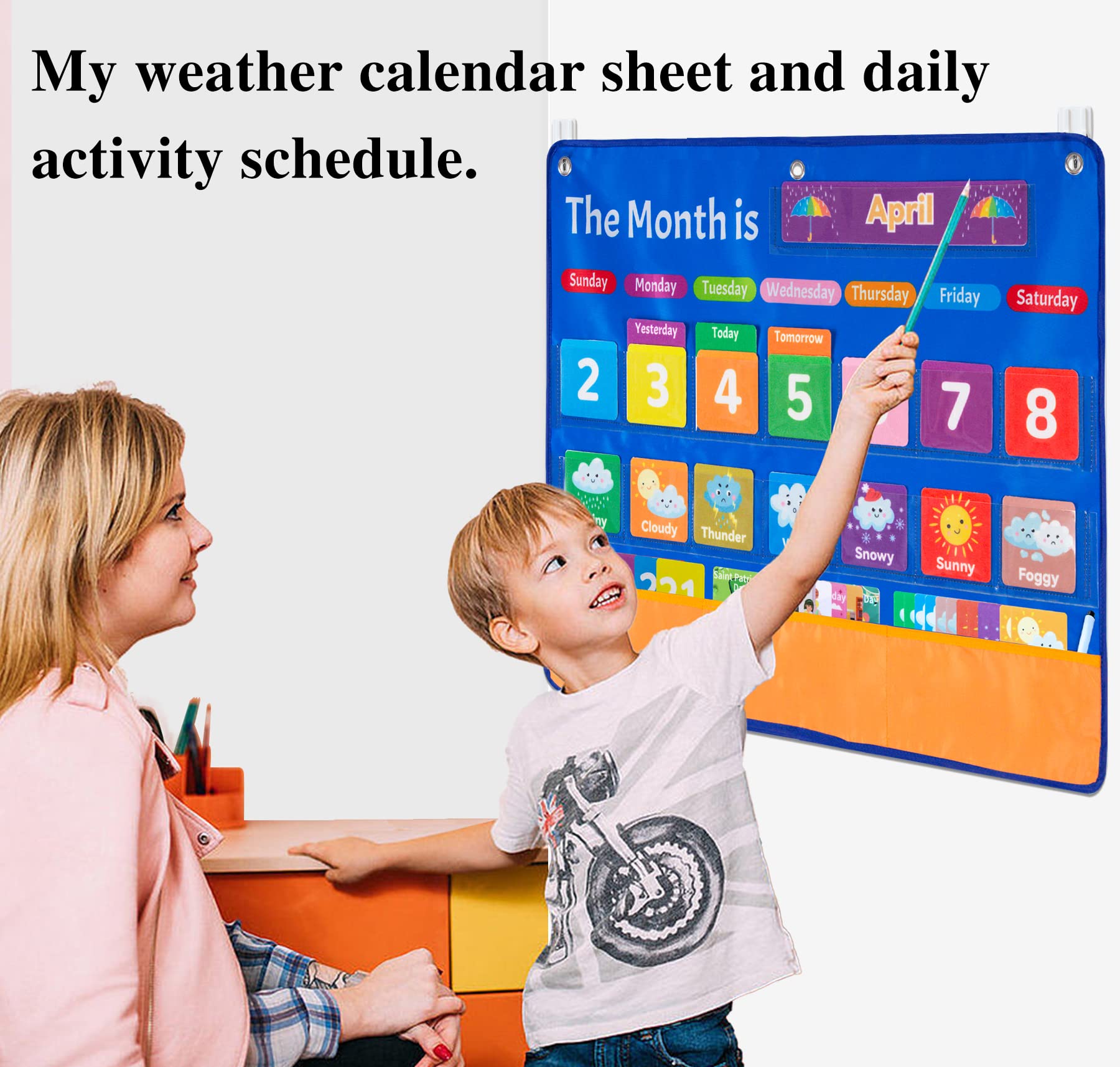 Weather Seasons Chart Yoink Classroom Calendar Pocket Chart - 49 ...