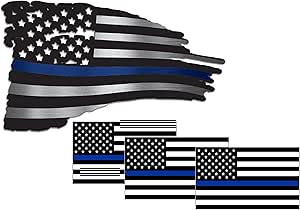Amazon.com: Rogue River Tactical Thin Blue Line USA Flag Stickers And ...
