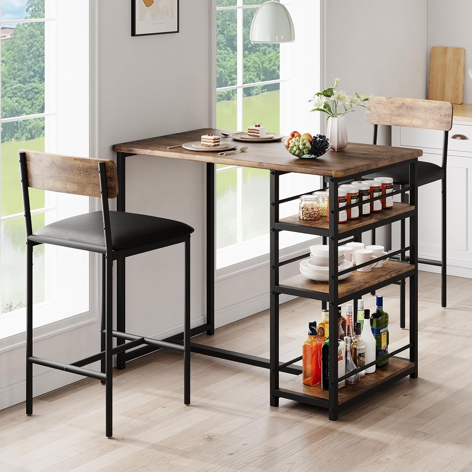 Amazon.com - TROPOW 3-Piece Small Bar Table and Chairs Set for 2，Small ...