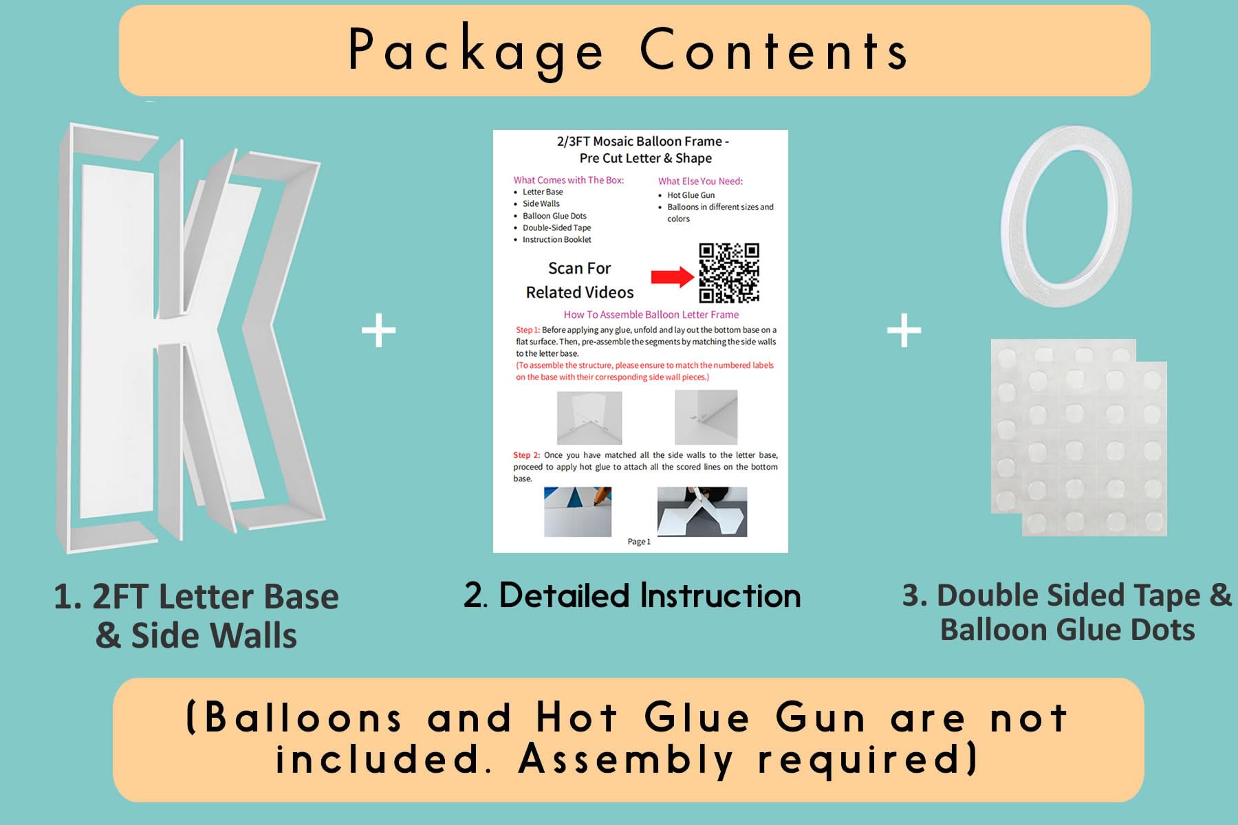 Snapklik.com : 2FT Letter K Mosaic Balloon Frame Letter DIY Fillable ...