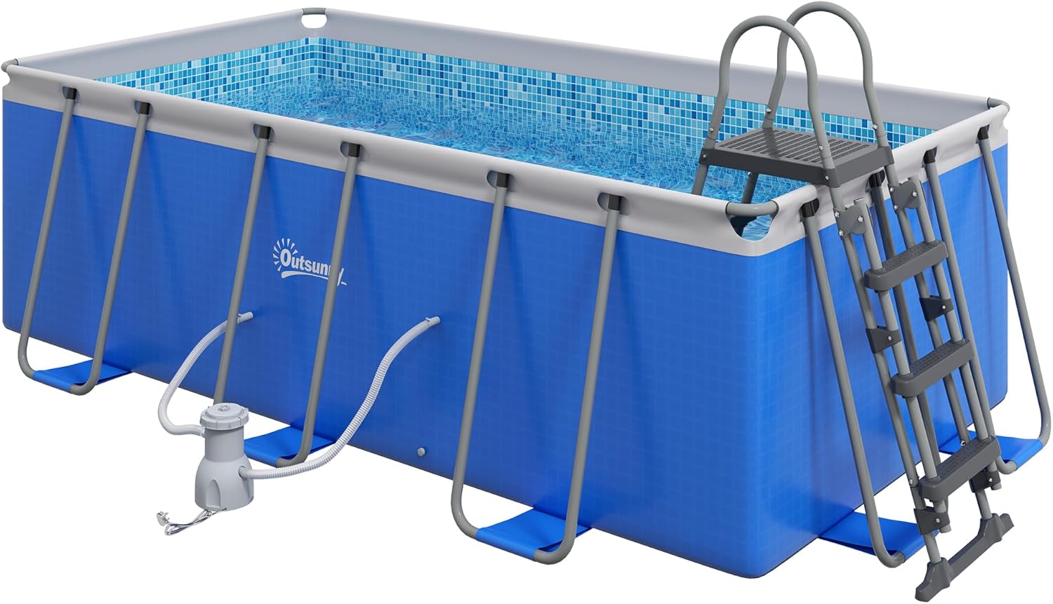 Outsunny Steel Frame Swimming Pool with Filter Pump and Ladder with ...