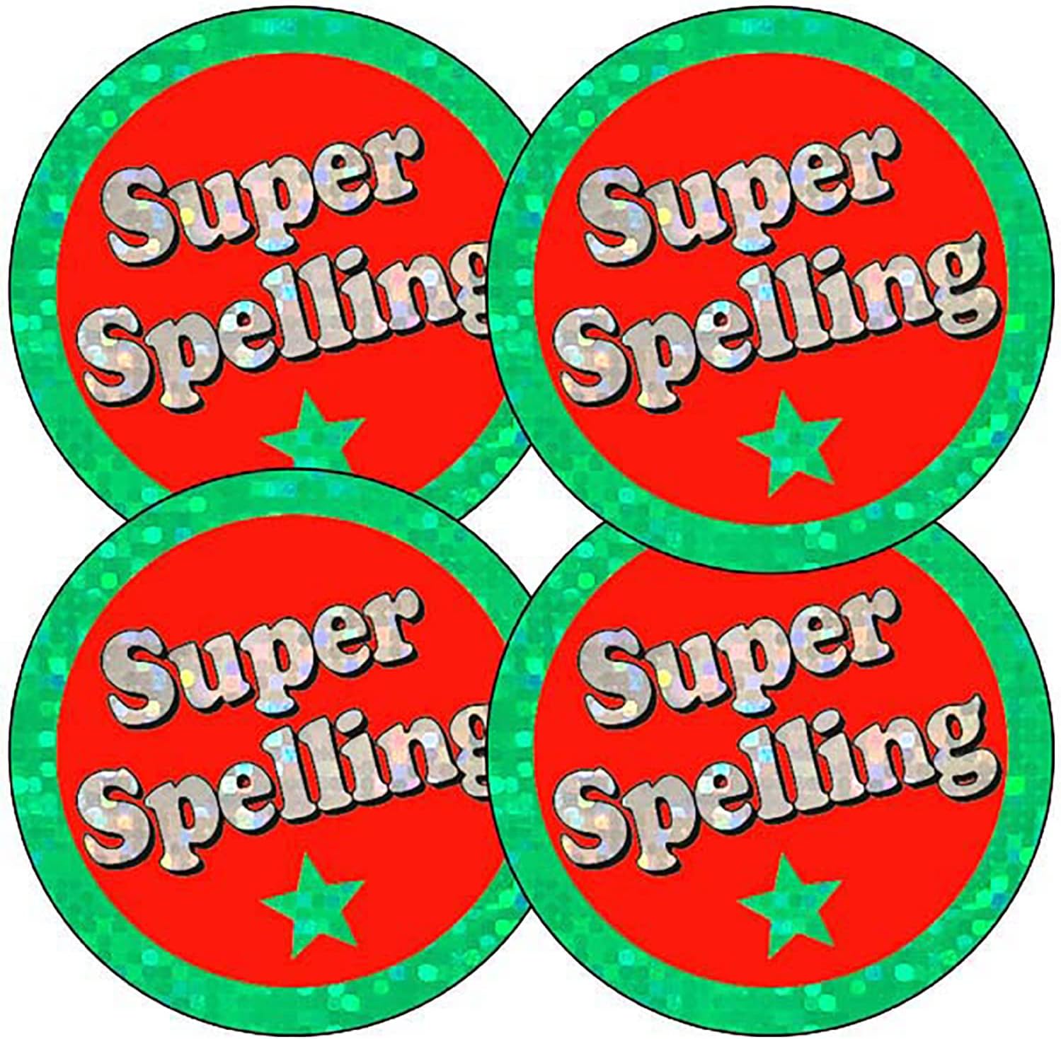 175 Holographic Sparkly Super Spelling School Praise Teachers Reward ...
