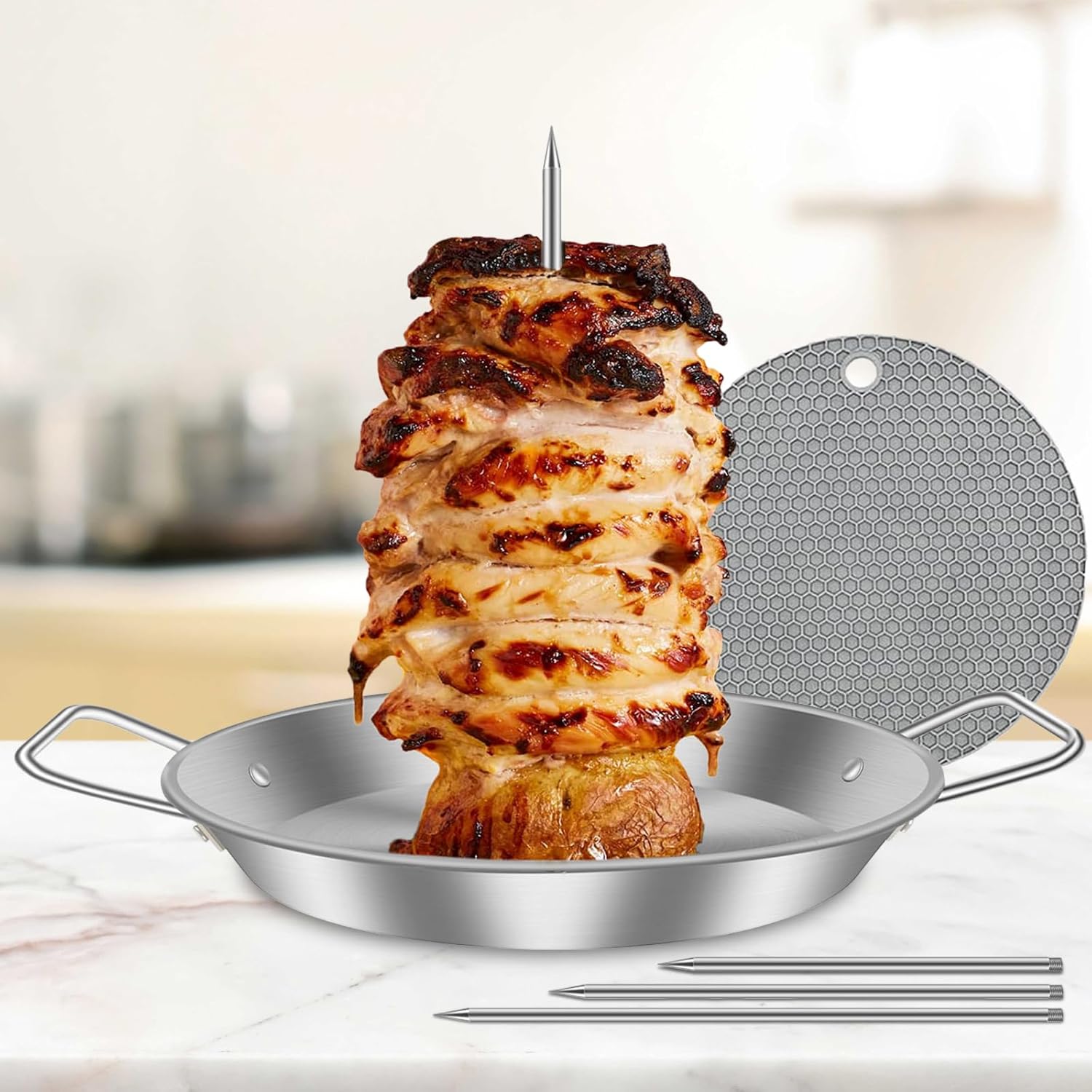Amazon.com: Al Pastor Skewer for Grill,Stainless Steel Stand Vertical ...