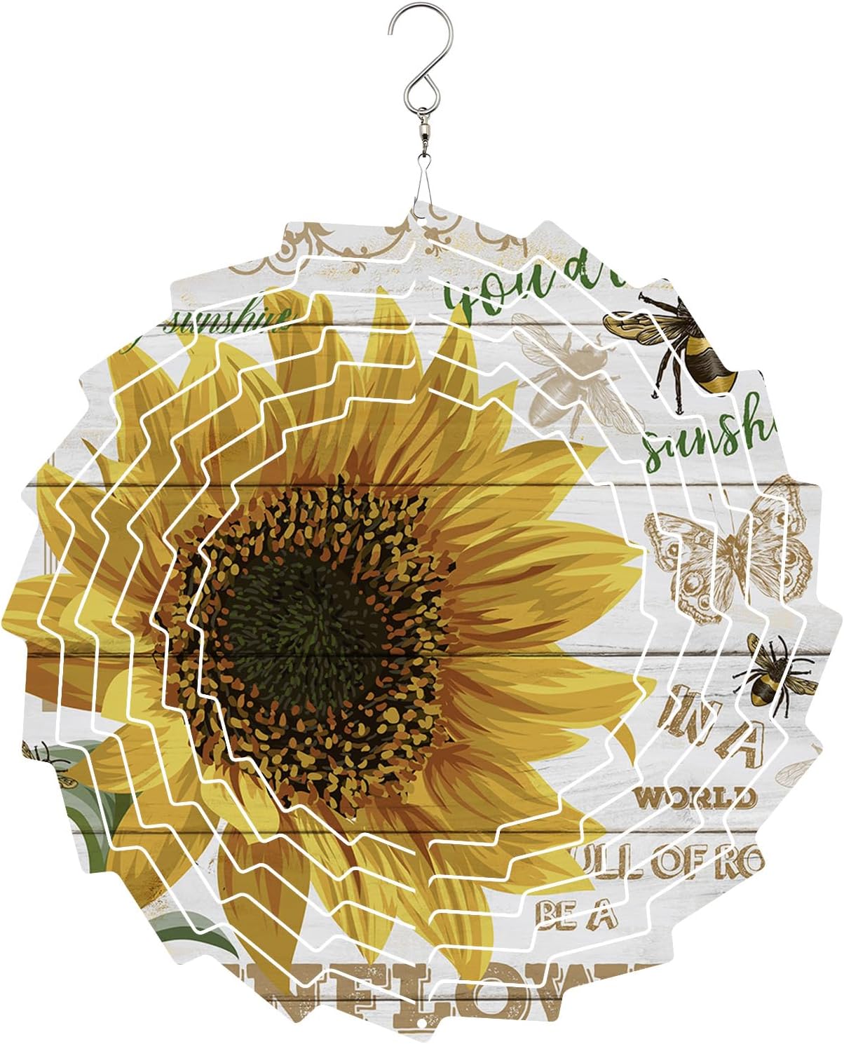 Amazon.com: Hanging Wind Spinners Outdoor Sunflower Honey Bee and ...