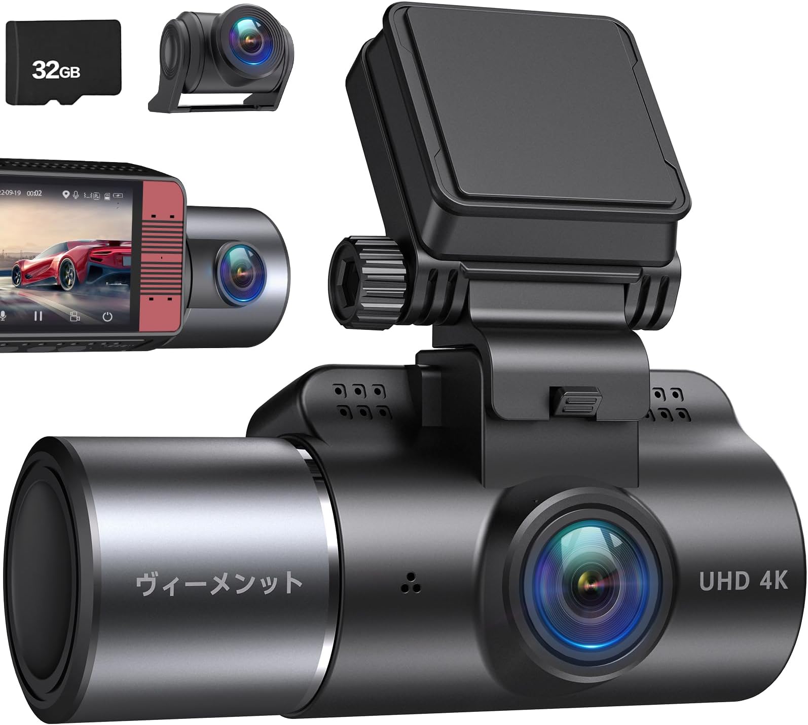 Amazon.co.jp: Dash Cam with 3 Camera WiFi, 4K Video Recording, Built-in ...