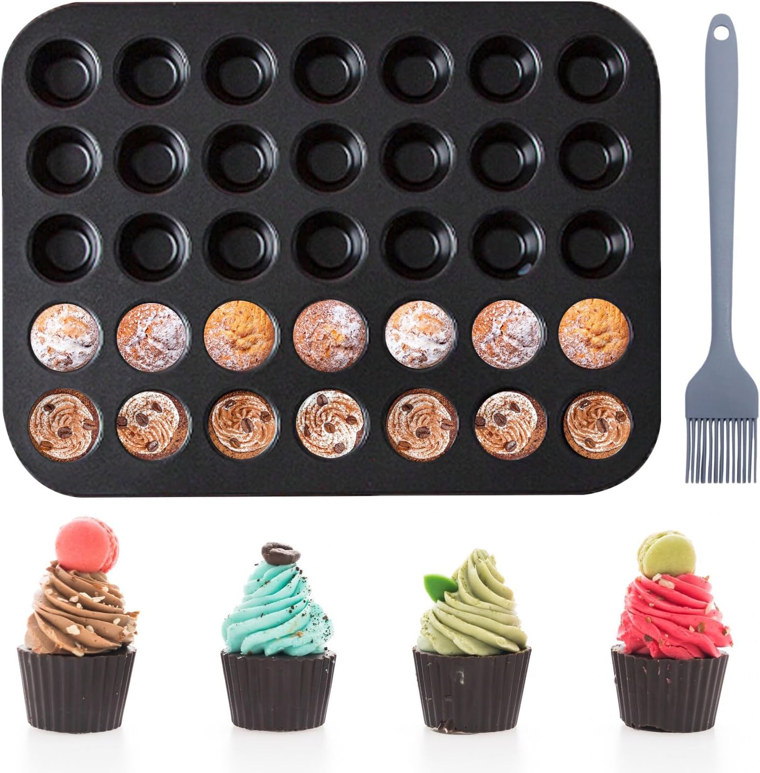 Zenker Black Metallic 24er Mini-Muffinform – Antihaftbeschichtet für ...
