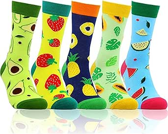 KASTWAVE Womens Novelty Funny Funky Crew Socks Colorful Crazy Cute Fun ...