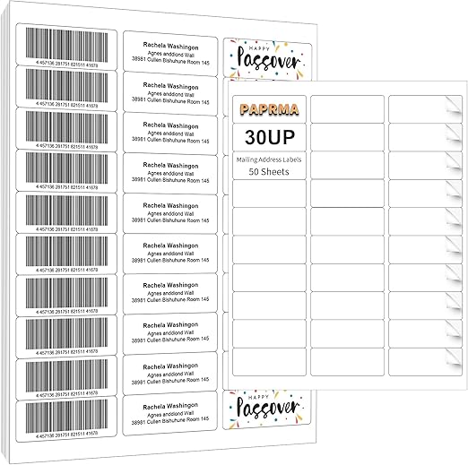 Amazon.com : PAPRMA Shipping Address Labels 1x2-5/8 inch, Printable ...