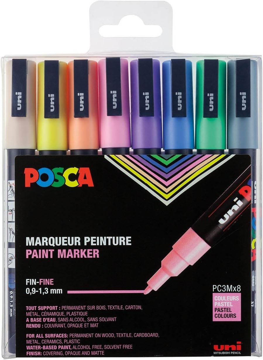 POSCA Mitsubishi Pencil - 3 Marqueurs Blanc PC3M - Pointe Conique ...