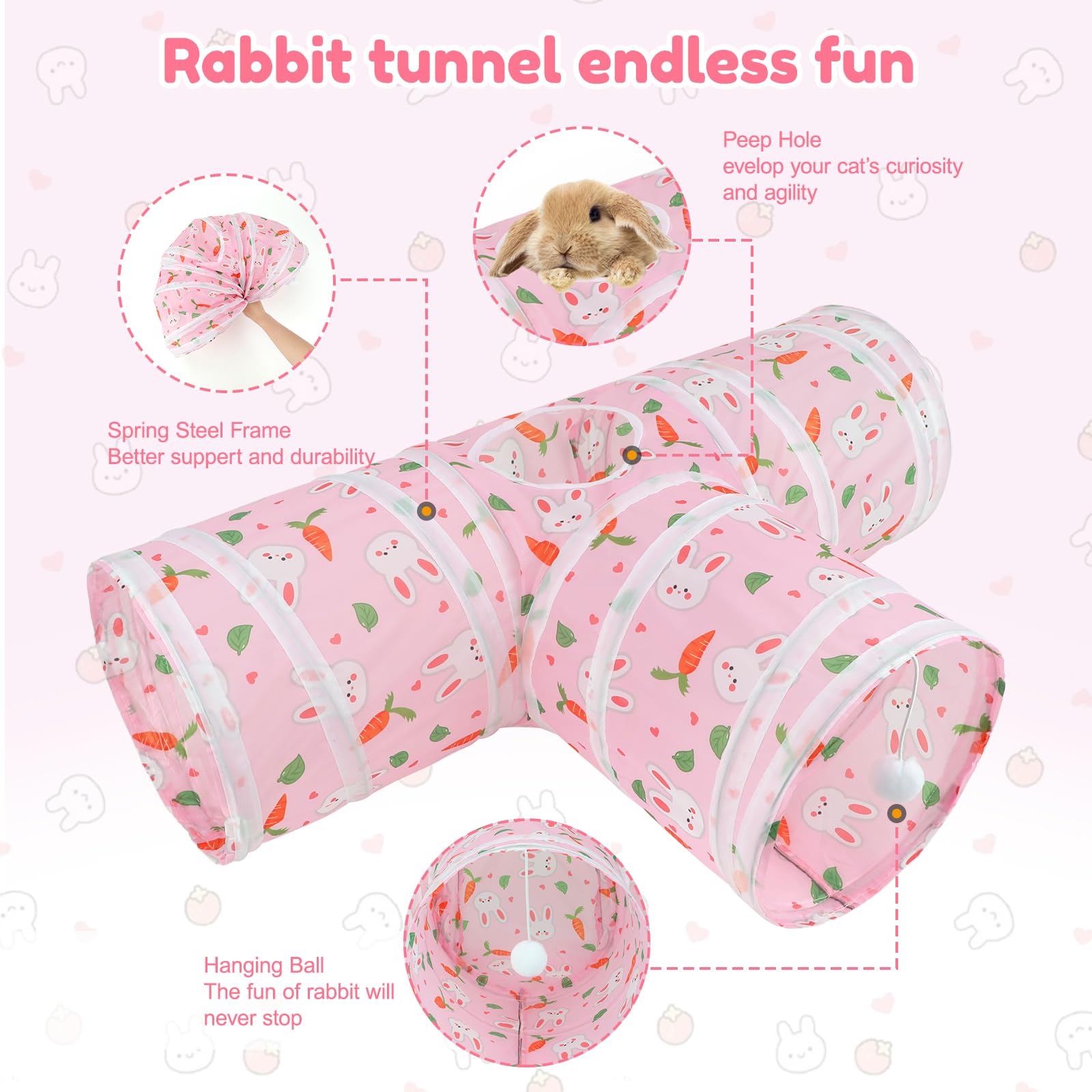 Snapklik.com : BWOGUE Bunny Tunnels & Tubes Collapsible 3 Way Bunny ...
