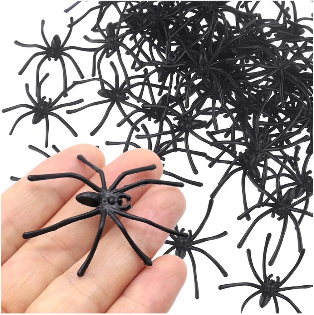 Amazon.com: Black Halloween Spiders, 200 PCS Mini Realistic Plastic ...