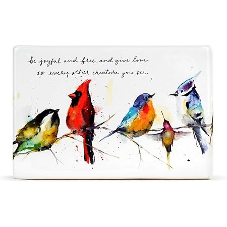 Amazon.com: DEMDACO Dean Crouser Hummers On A Wire Watercolor 6 x 4 Ceramic Stoneware Decorative ...