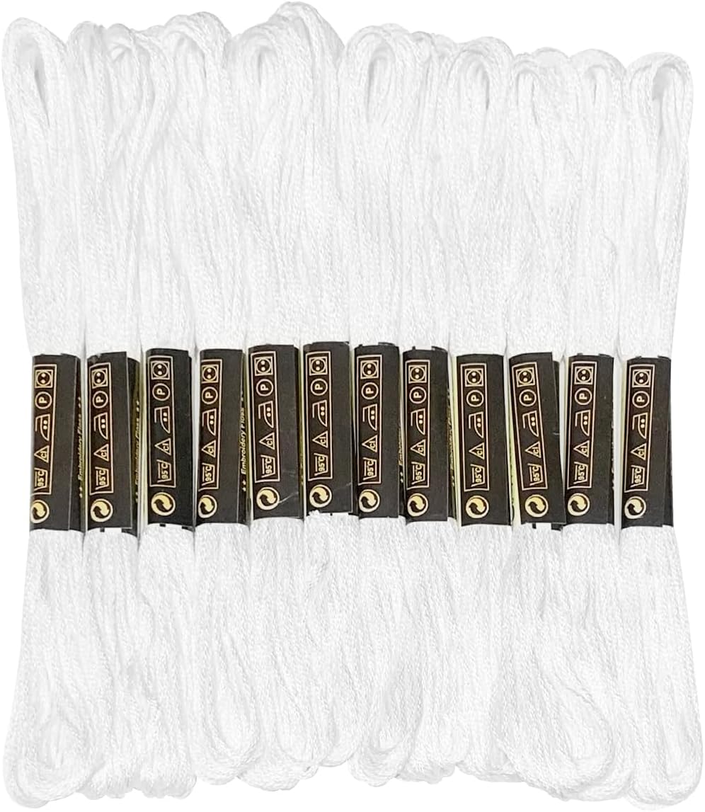 Amazon.com: White Embroidery Floss, 24 Skeins Embroidery Thread ...