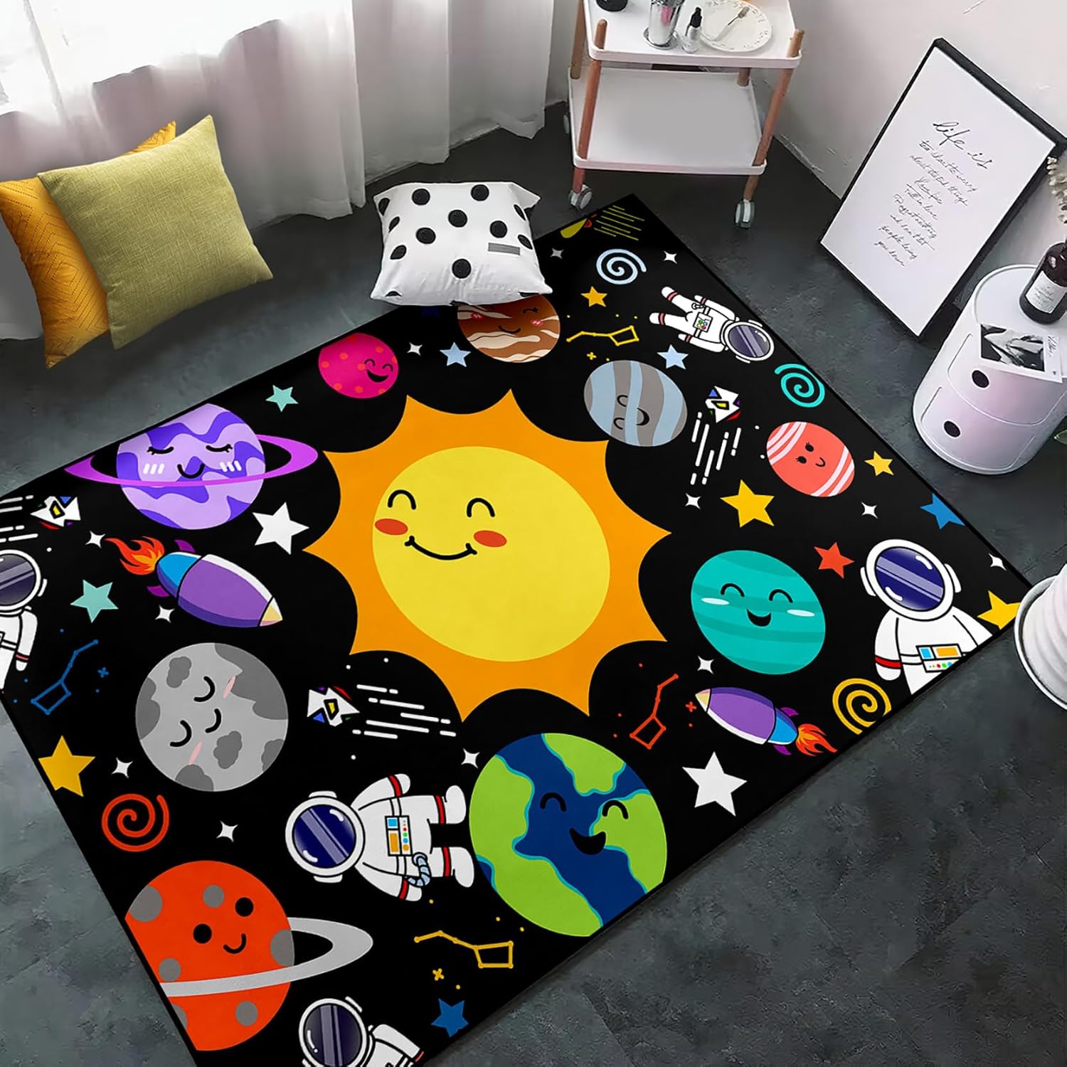 Amazon.com: kodhyvj Outer Space Rug - Cute Universe Planet Rug for Boys ...