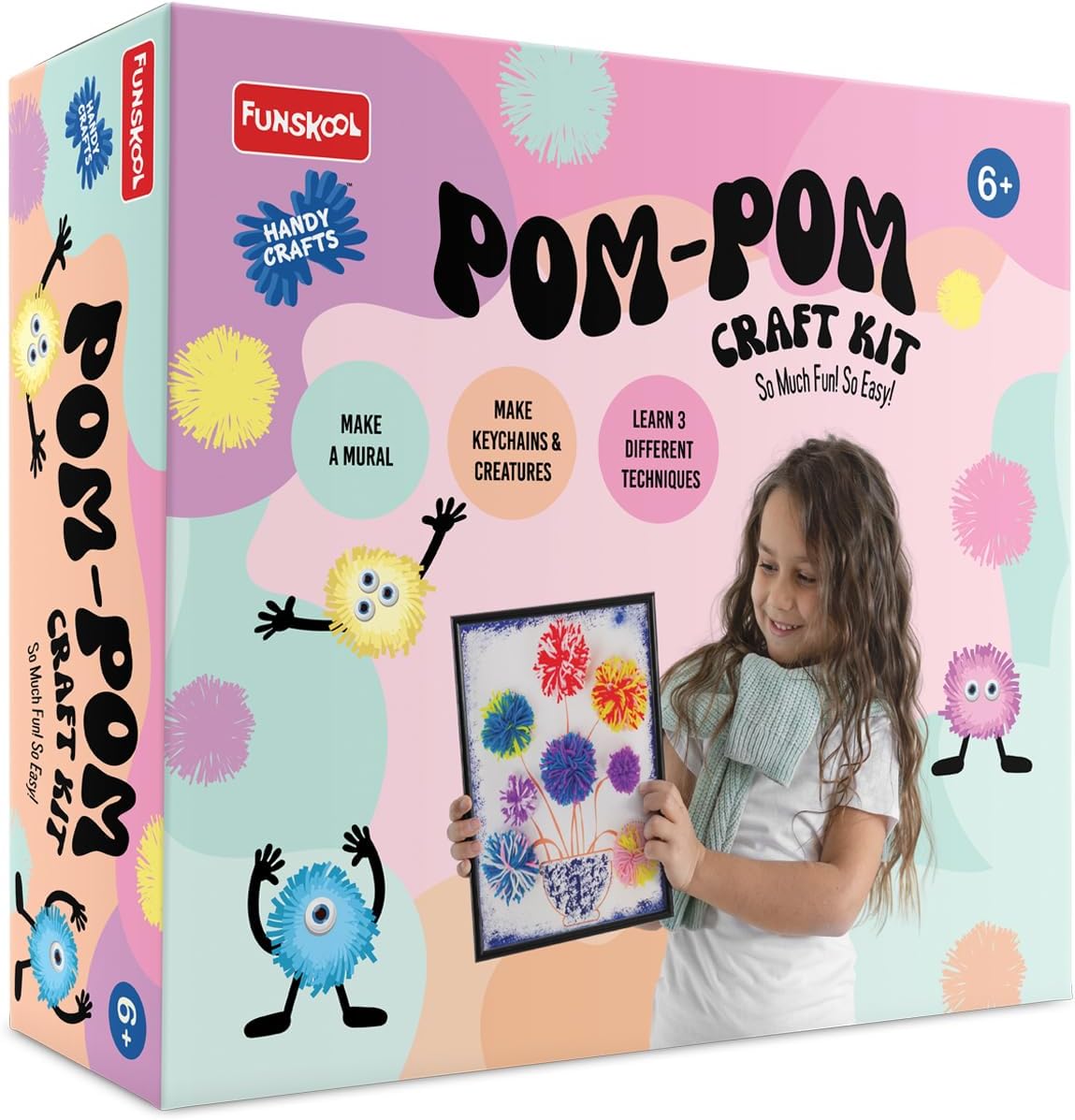 Buy Funskool Handycrafts, POM POM Craft Kit, Make Key Chains, Creatures ...