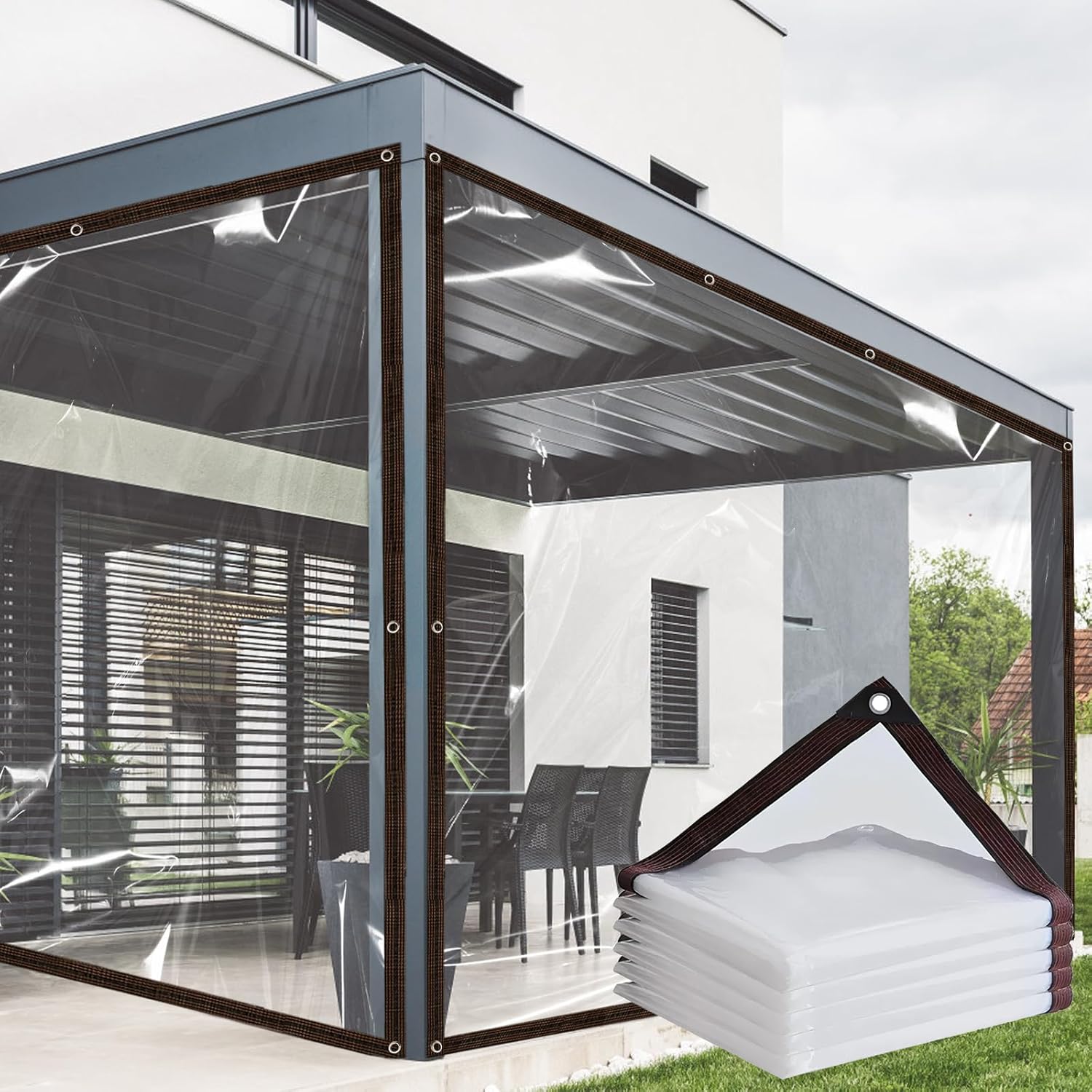 Plane Wasserdicht, 2X3m Transparen Plane mit Ösen, Windschutz Terrasse ...