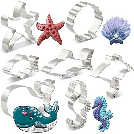 Sea Creatures Cookie Cutters - 8 Pieces - Shark, Octopus, Whale ...