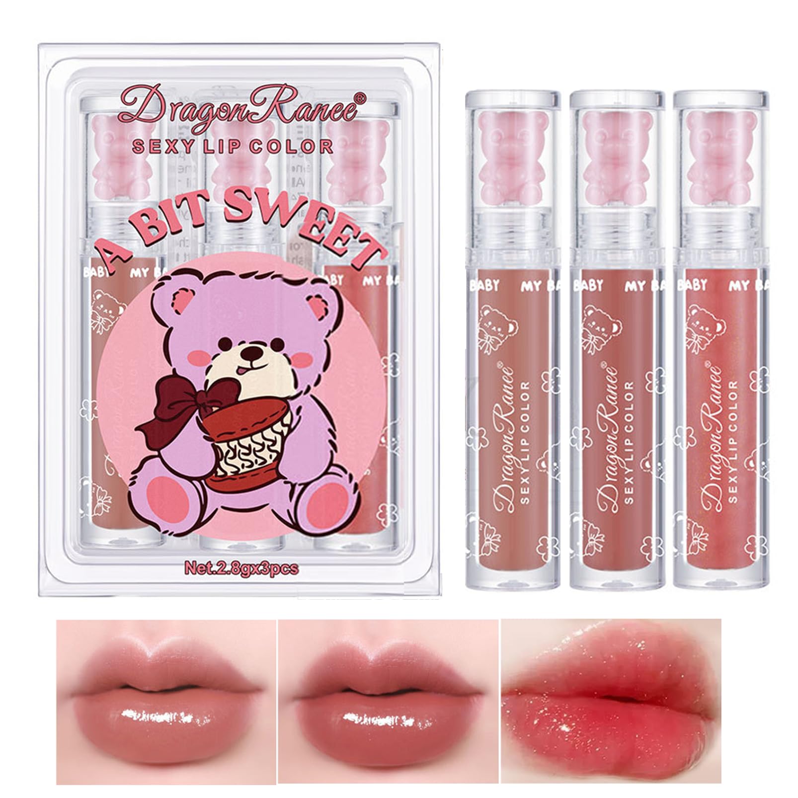 3Packs Lip Oil and Lip Gloss Set, Lip Oil Hydrating Non-sticky Lip Glow ...