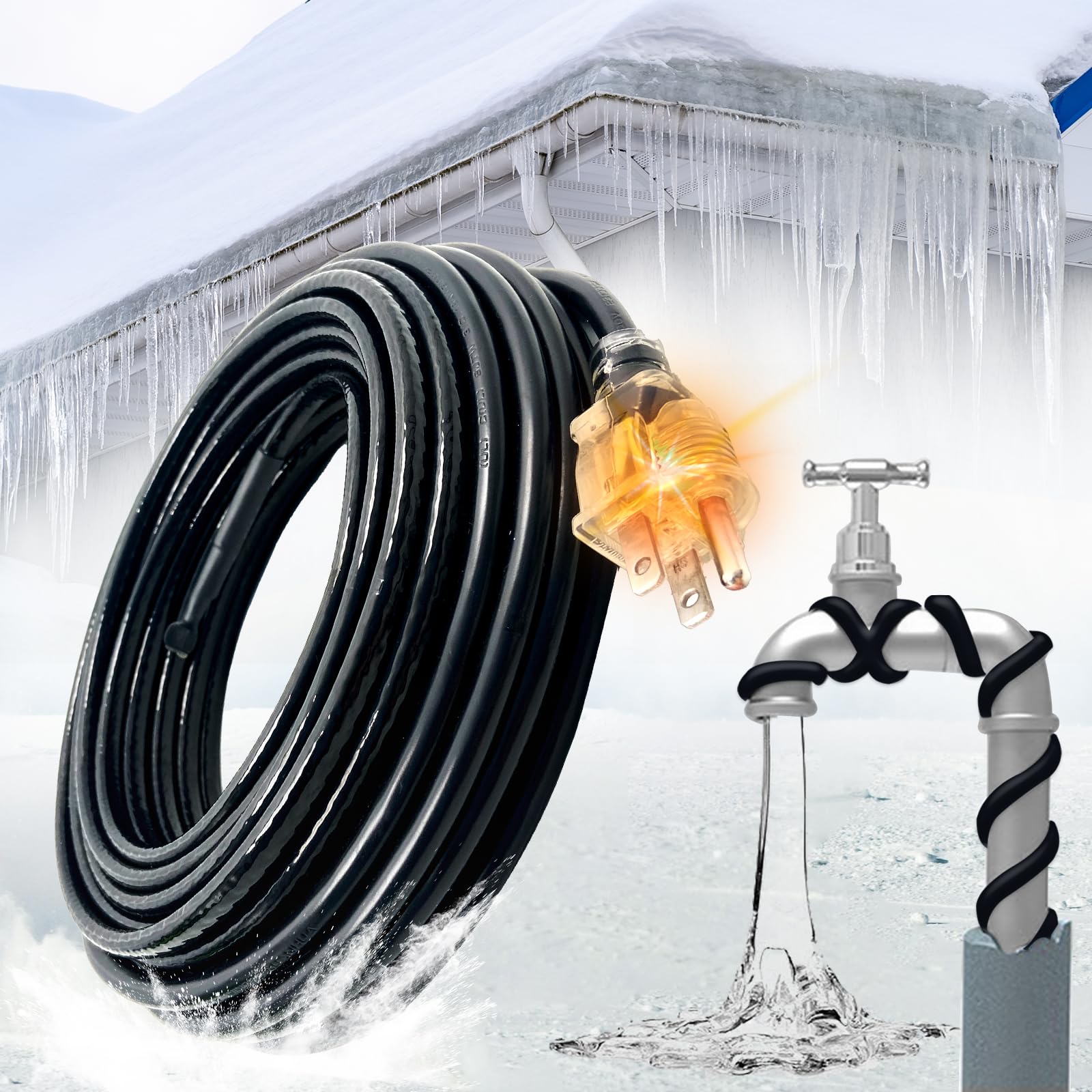 MAXKOSKO Self-regulating Pipe Heat Cable for Pipe Freeze Protection ...
