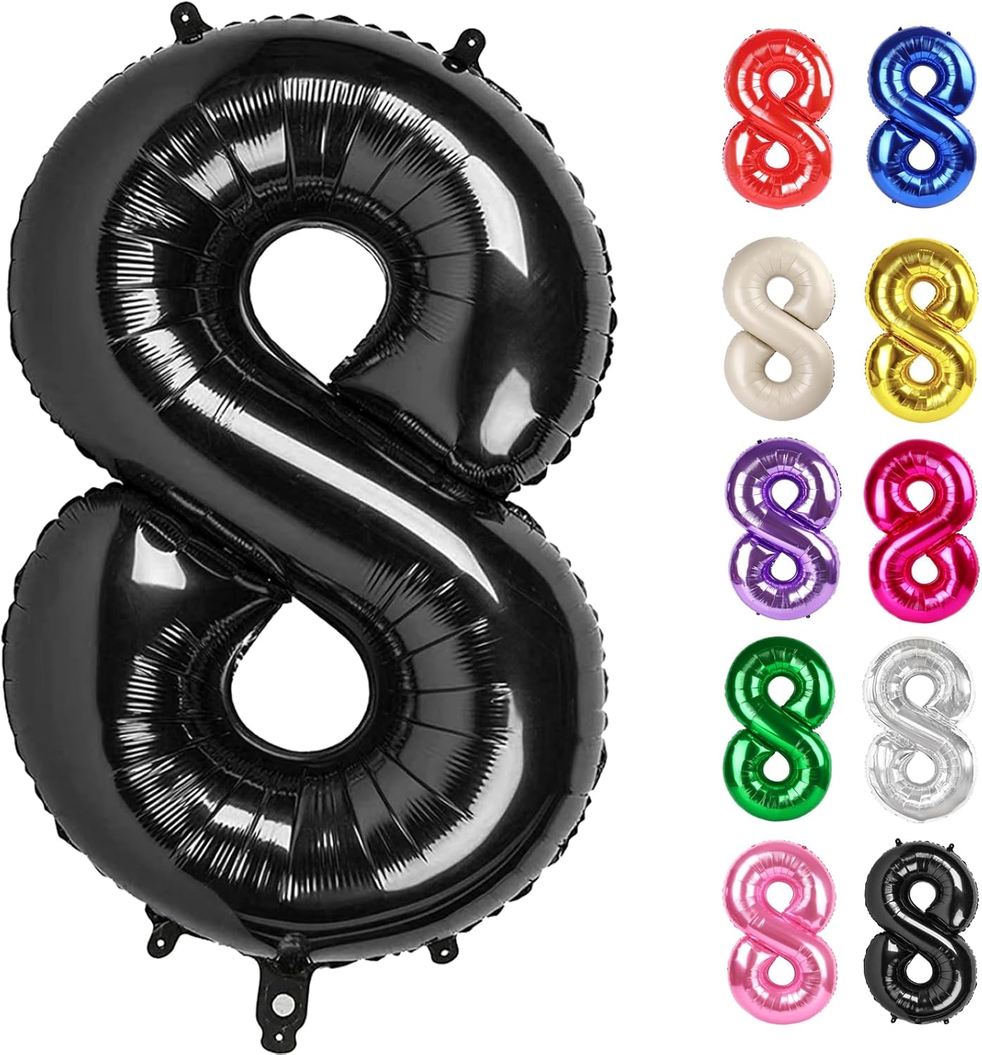 Amazon.com: Black Number 8 Balloon 40 Inch, 8 Balloon Number, 8th ...