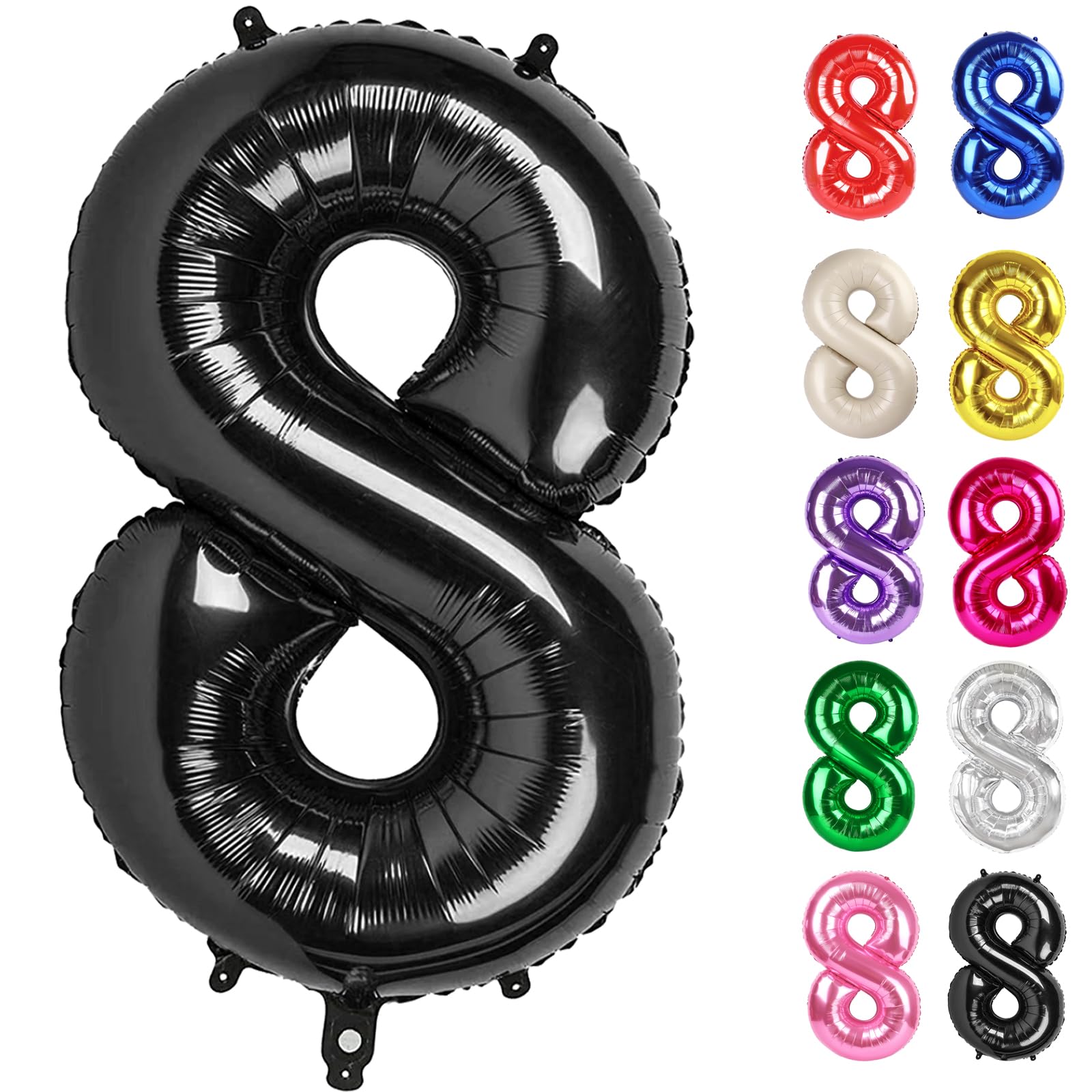 Amazon.com: Black Number 8 Balloon 40 Inch, 8 Balloon Number, 8th ...