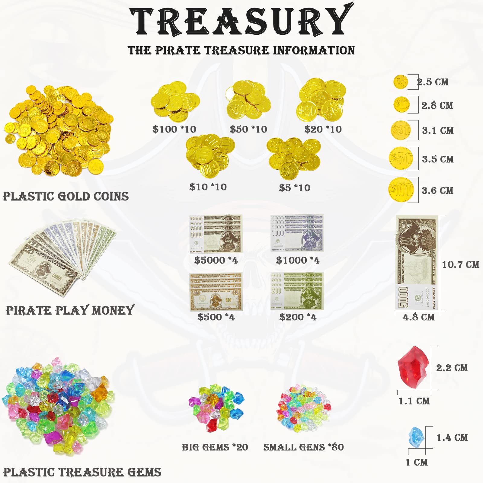 Snapklik.com : 175 Pieces Pirate Treasure Chest Toy Kit Vintage Pirate ...
