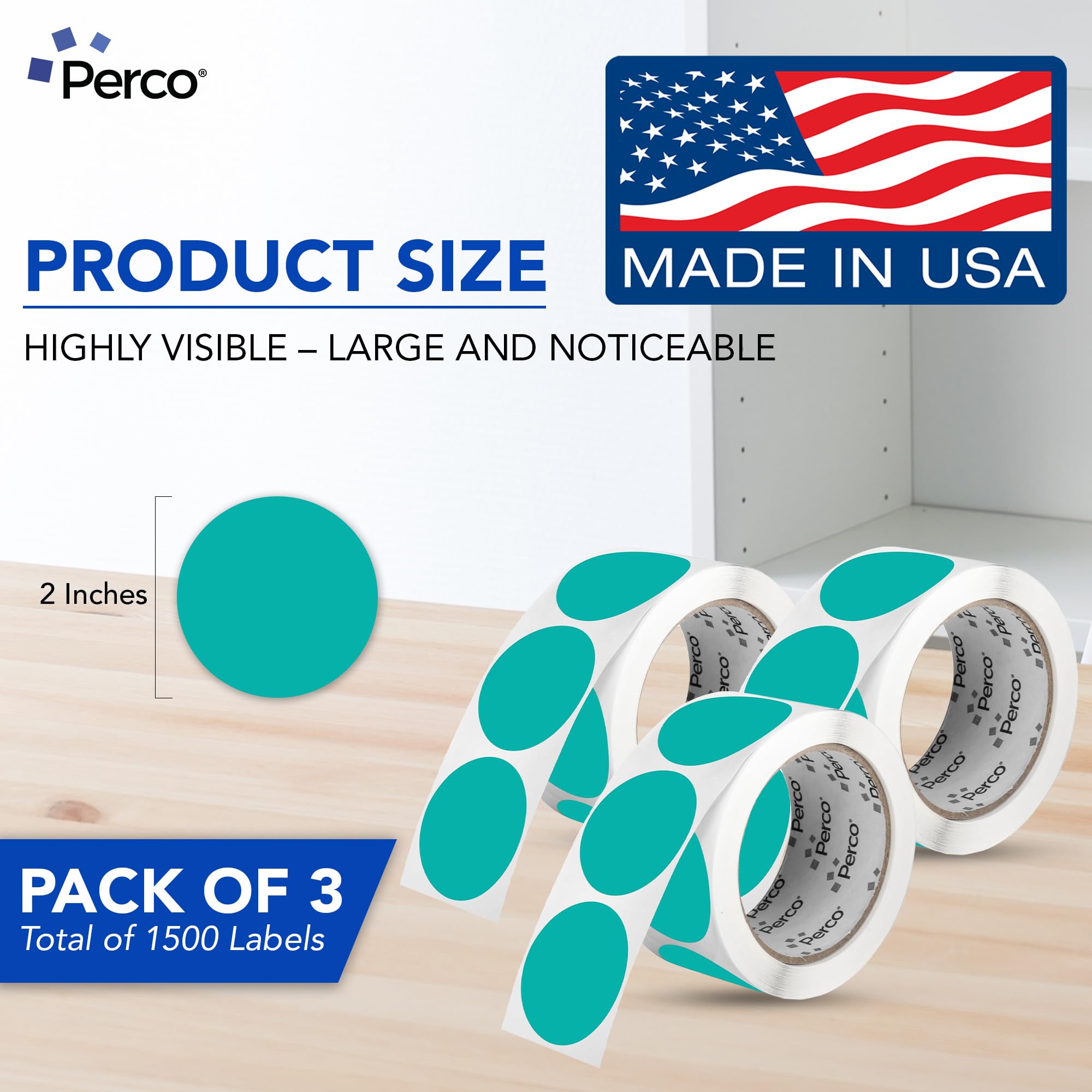 Snapklik.com : Perco Teal 2-Inch Round Circle Dot Sticker Labels ...